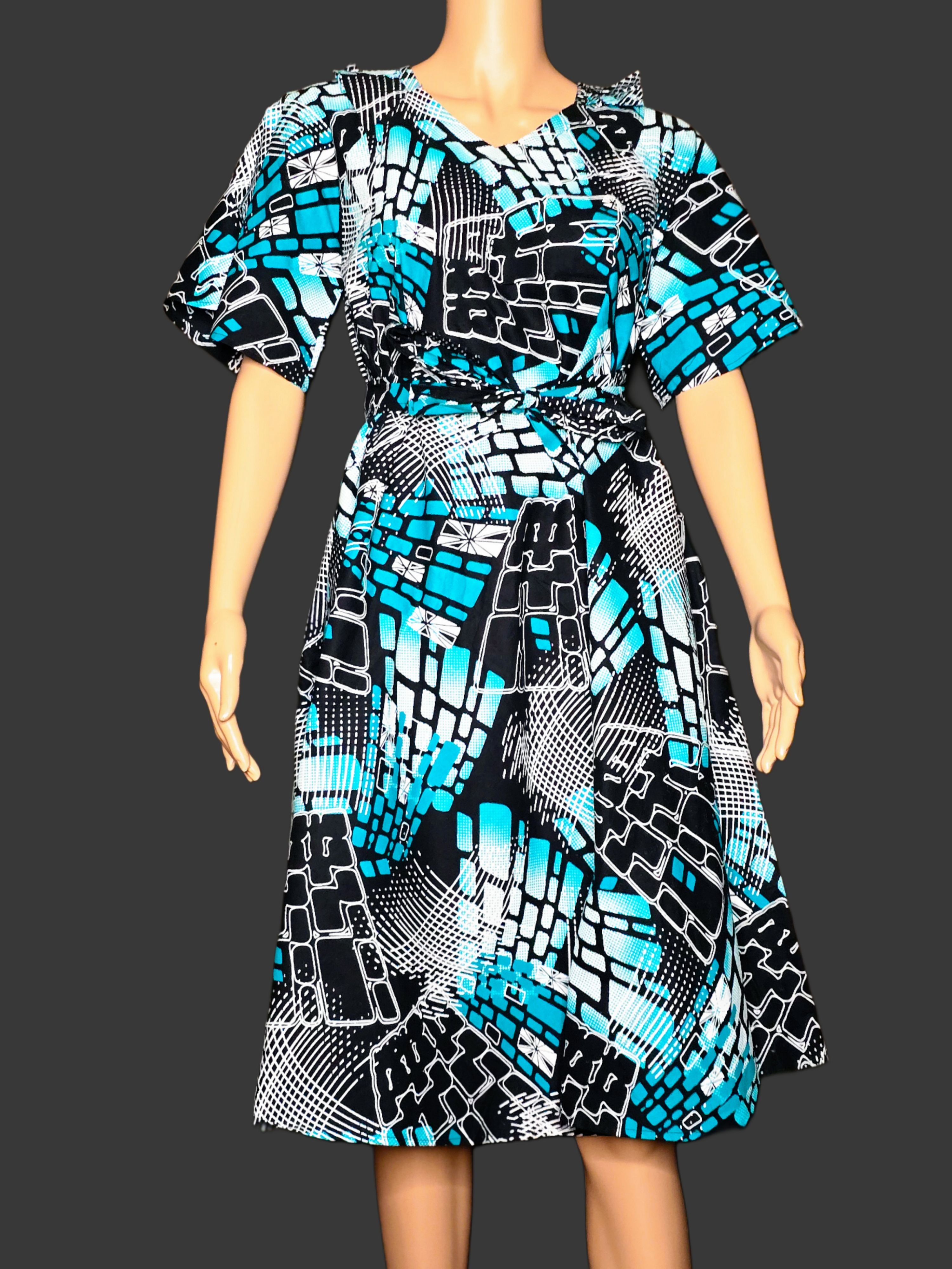 Vibrant, Eco Friendly African Design Short Dress - Milele Boutique
